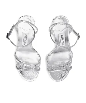 JIMMY CHOO Leo Ankle Strap Stiletto Sandals - Silver