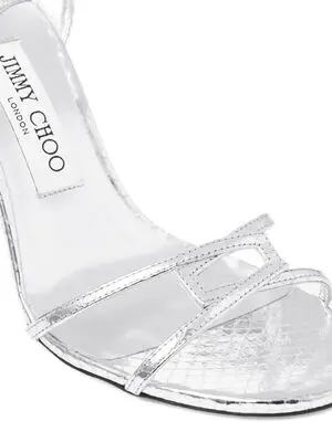 JIMMY CHOO Leo Ankle Strap Stiletto Sandals - Silver