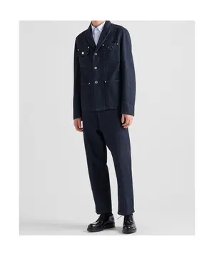 Prada Enamel Triangle Logo Tapered Leg Trousers