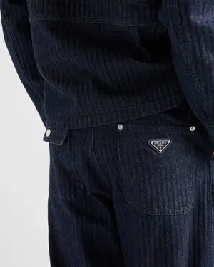Prada Enamel Triangle Logo Tapered Leg Trousers