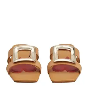 ROGER VIVIER Logo Engraved Square Toe Sandals