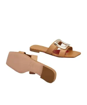 ROGER VIVIER Logo Engraved Square Toe Sandals