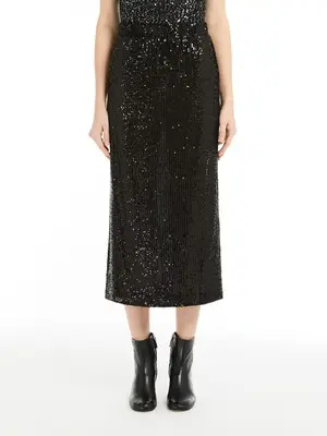 Max Mara Embroidered Sequin Midi Skirt