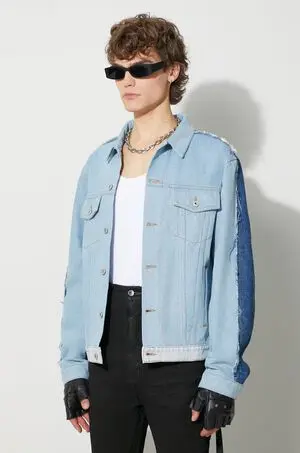 Heron Preston Patchwork Denim Jacket - Blue