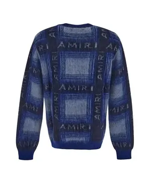 Amiri Logo Plaid Knit Jumper - Blue