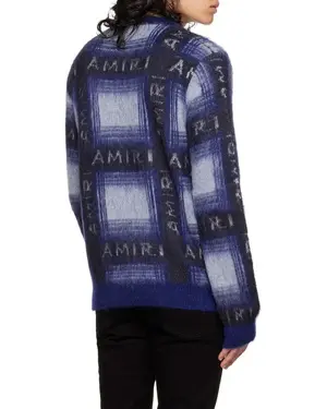 Amiri Logo Plaid Knit Jumper - Blue