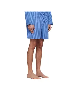 TEKLA Striped Drawstring Pajama Shorts - Blue