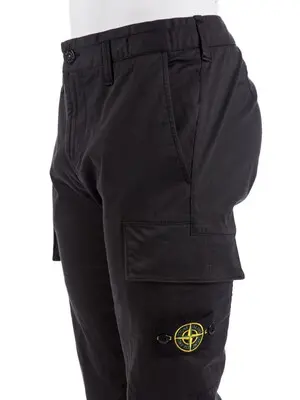 Stone Island Compass Patch Straight Leg Trousers - Black