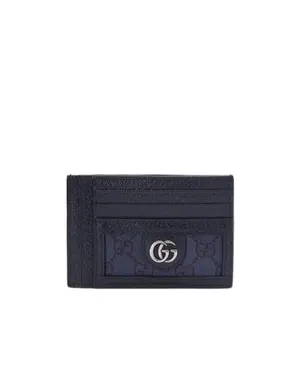 Gucci Gg Logo Plaque Card Holder - Blue