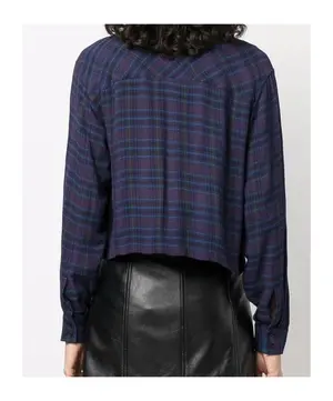 DIESEL® Cropped Plaid Long Sleeve Shirt