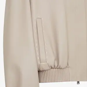 Fendi Oversized Collared Bomber Jacket In Grained Leather