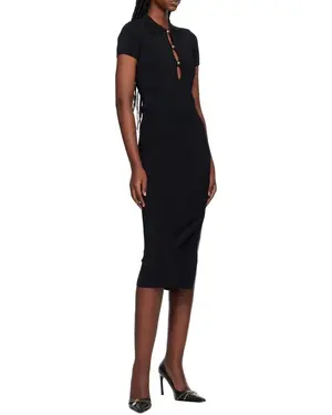 Versace Decorative Button Knit Midi Skirt