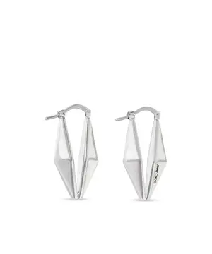 JIMMY CHOO Diamond Logo Engraved Hoop Earrings - Silver