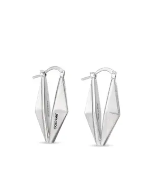 JIMMY CHOO Diamond Logo Engraved Hoop Earrings - Silver