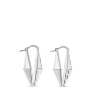 JIMMY CHOO Diamond Logo Engraved Hoop Earrings - Silver