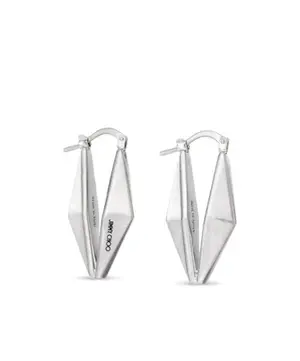 JIMMY CHOO Diamond Logo Engraved Hoop Earrings - Silver
