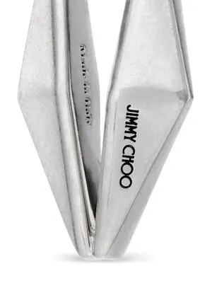 JIMMY CHOO Diamond Logo Engraved Hoop Earrings - Silver