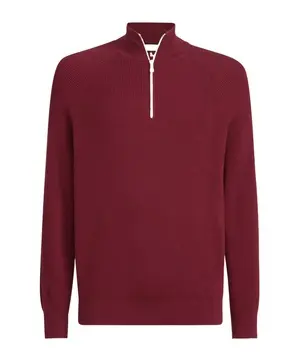 Brunello Cucinelli Ribbed Half-zip Jumper - Red