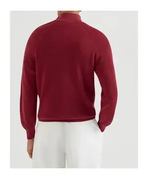 Brunello Cucinelli Ribbed Half-zip Jumper - Red