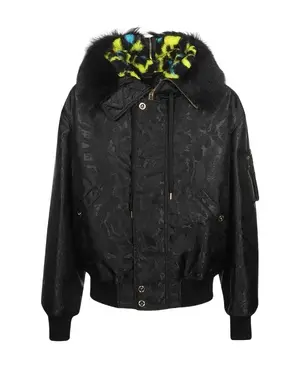 Versace Hooded Bomber Jacket With Drawstring And Zip-up