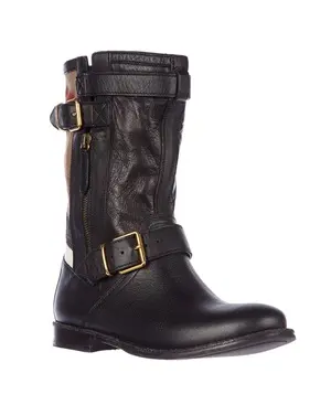 Burberry Plaid Canvas Short Boots