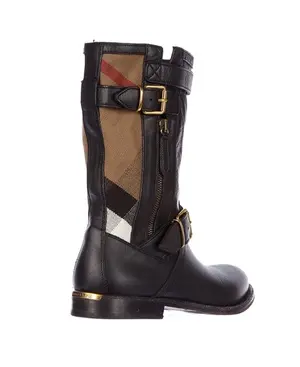 Burberry Plaid Canvas Short Boots