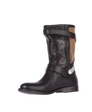 Burberry Plaid Canvas Short Boots