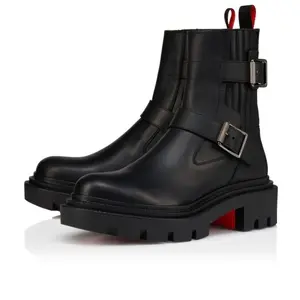 CHRISTIAN LOUBOUTIN Buckle-embellished Leather Ankle Boots