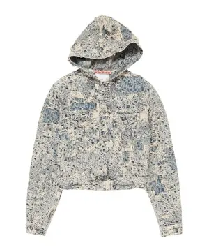 Acne Studios Hooded Distressed Denim Jacket
