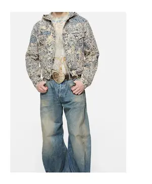 Acne Studios Hooded Distressed Denim Jacket