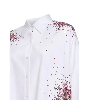 Dries Van Noten Oversized Embellished Cotton Oxford Shirt - White