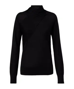 TOTEME High-neck Knitted Jumper With Side Slits - Black