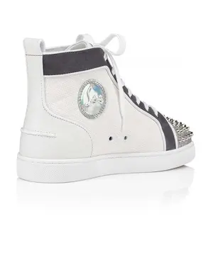 CHRISTIAN LOUBOUTIN Lou Spikes High-top Leather Sneakers - White