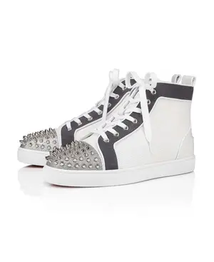 CHRISTIAN LOUBOUTIN Lou Spikes High-top Leather Sneakers - White