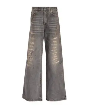 Dior Flared Jeans With Distressed Details - Gray