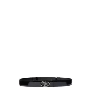 Valentino Garavani Leather Belt With Vlogo Twist Button