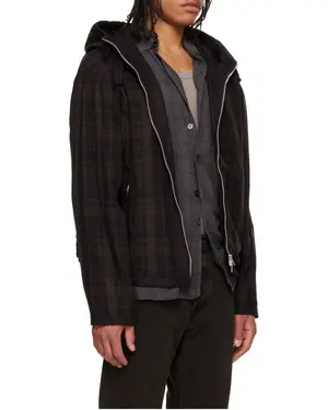 Our Legacy Check Hooded Zip-up Jacket - Black