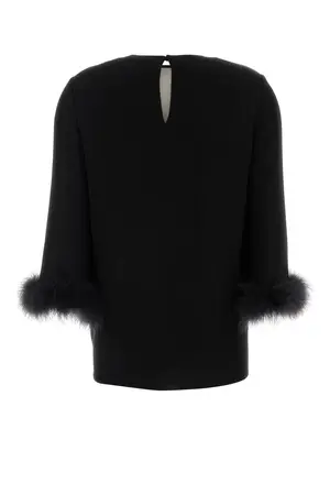 Valentino Garavani Feather-trim Bow Detailed Top