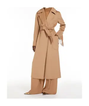 Max Mara Belted Long Sleeve Coat With Notched Lapel - Camel
