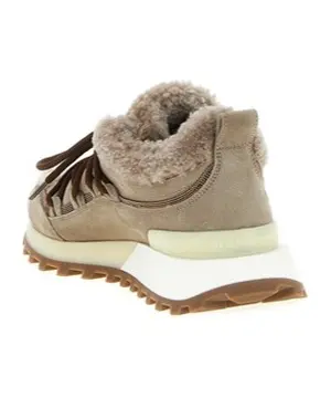 Brunello Cucinelli Monile Embellished Sheepskin And Fur Lined Sneakers