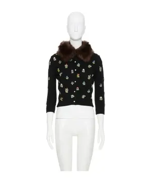 Valentino Garavani Floral Embellished Button-up Cardigan With Removable Tuscan Sheepskin Collar