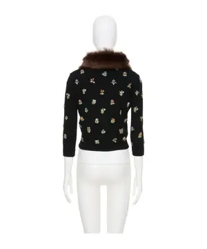 Valentino Garavani Floral Embellished Button-up Cardigan With Removable Tuscan Sheepskin Collar