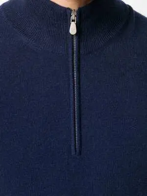 Brunello Cucinelli High-collar Half-zip Sweater - Black