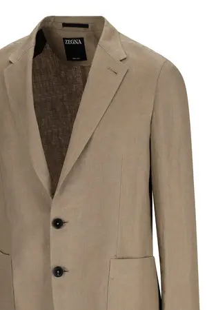 Zegna Single-breasted Linen Jacket - Brown