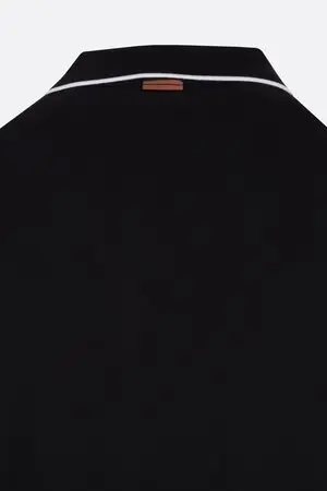 Zegna Logo Embroidered Polo Shirt - Black