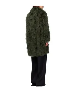 YVES SALOMON Long Feather Coat - Green