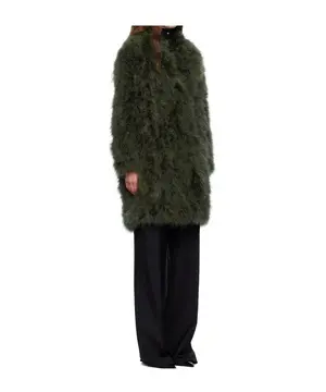YVES SALOMON Long Feather Coat - Green