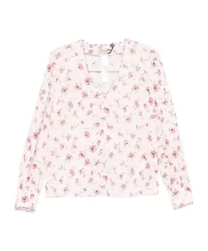 TWINSET Floral V-neck Long Sleeve Blouse - White
