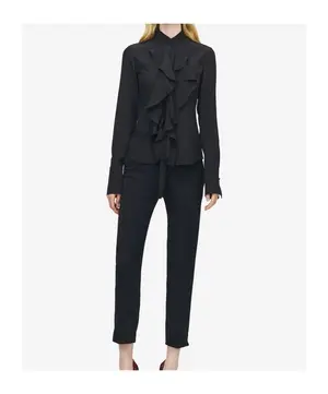 Alexander McQueen Crêpe De Chine Ruffled Blouse - Black