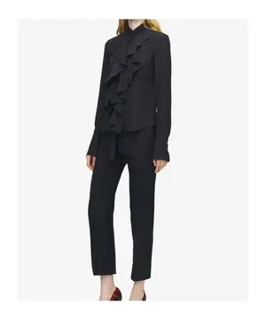 Alexander McQueen Crêpe De Chine Ruffled Blouse - Black